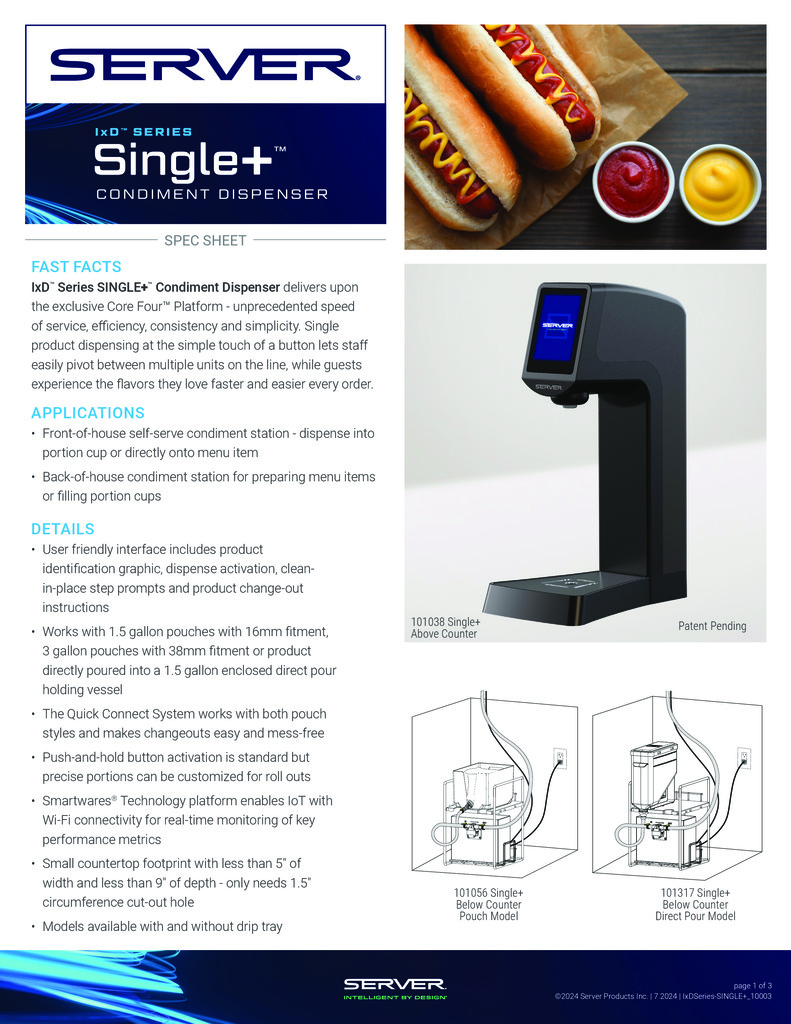 Server IxD™ Series SINGLE+™ Condiment Dispenser - Gabriel Group